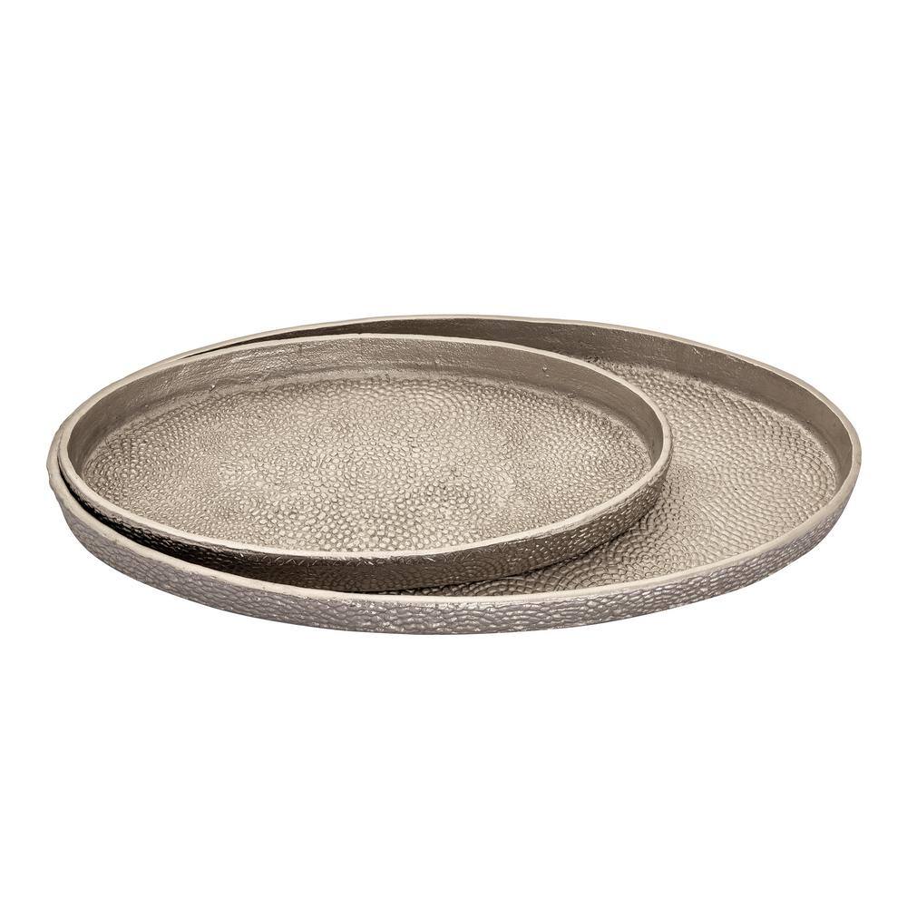 Titan Lighting Pebblestone 24 in. Antique Nickel Metal Decorative Tray ...
