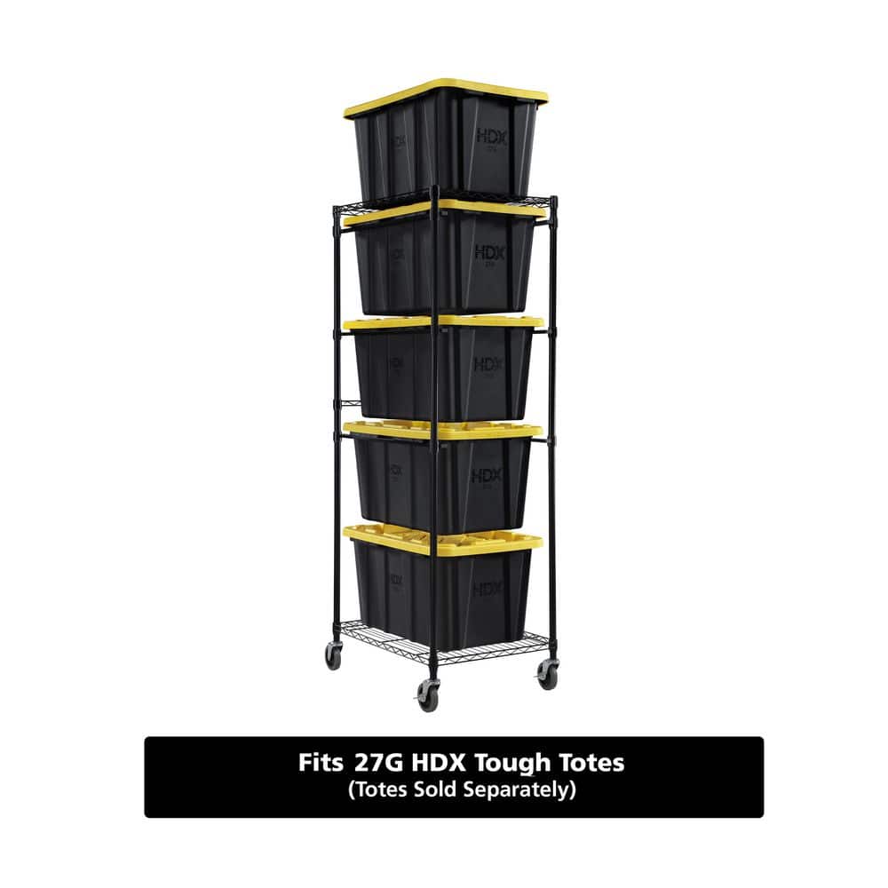 HDX Steel Wire Garage Storage Tote Rack with Casters for 27 Gal. Totes ...