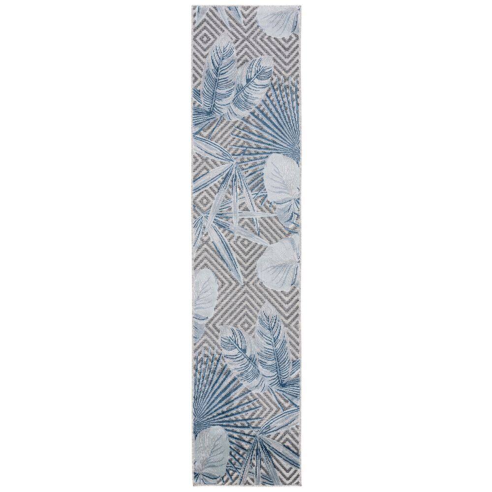 SAFAVIEH Cabana Ivory/Navy 2 ft. x 9 ft. High-Low Diamond Leaf Indoor ...
