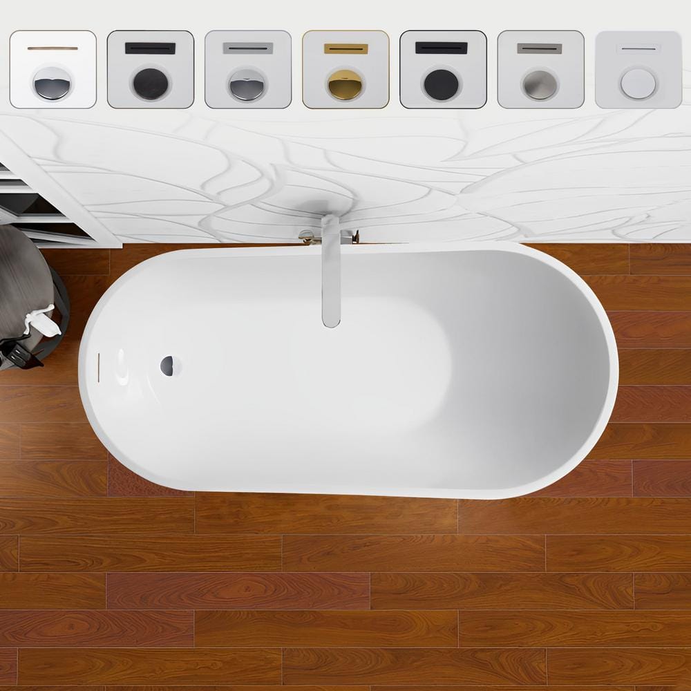 Colombes 67 in. Acrylic Flatbottom Freestanding Soaking Bathtub in ...