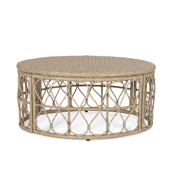 Outdoor Brown Rattan Patio Coffee Table BFDATENUM201 - The Home Depot