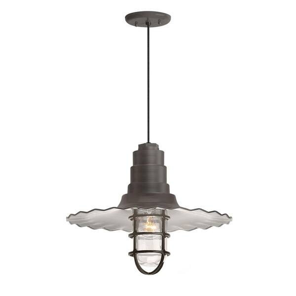 Troy RLM Radial Wave 16 in. Shade 1-Light Textured Bronze Finish ...