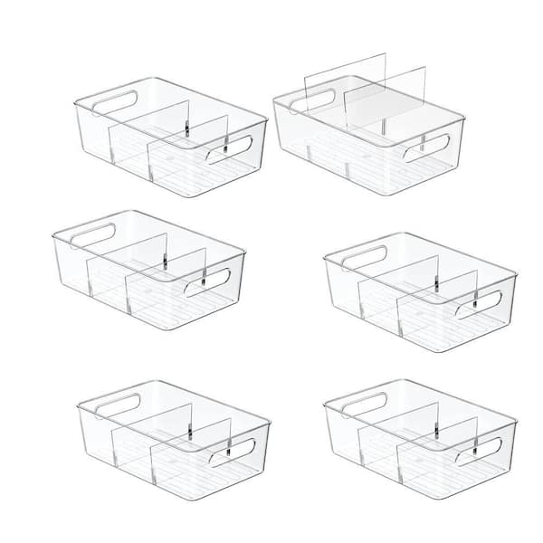 Lynzavix Clear Plastic Divided Pantry Organizer Bins for Kitchen Fridge ...