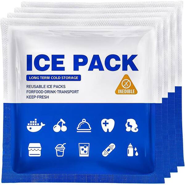4 in. x 4 in. Reusable Ice Packs for Coolers, Camping, and Shipping-24 ...