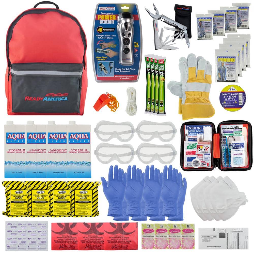 Ready America 4-Person 3-Day Deluxe Emergency Kit with Backpack 70385 ...