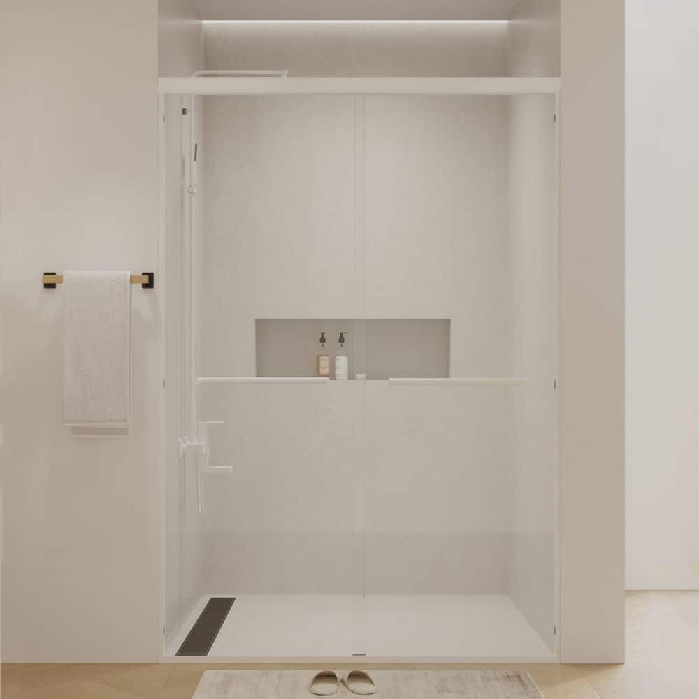 Aionor 60 in. W x 72 in. H Double Sliding Semi-Frameless Bypass ...