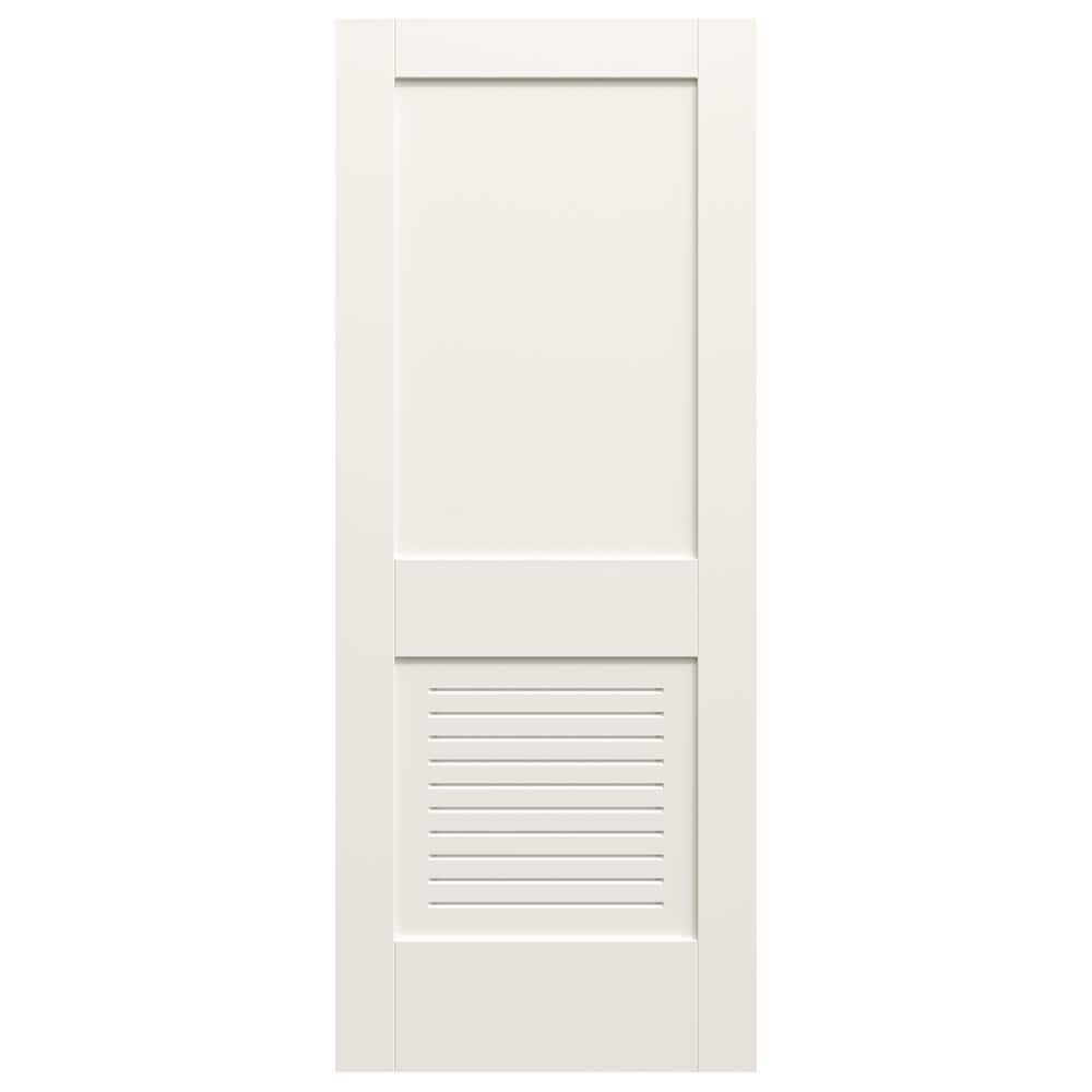 JELD-WEN 30 in. x 80 in. 2 Panel Solid Core White Primed MDF Wood ...