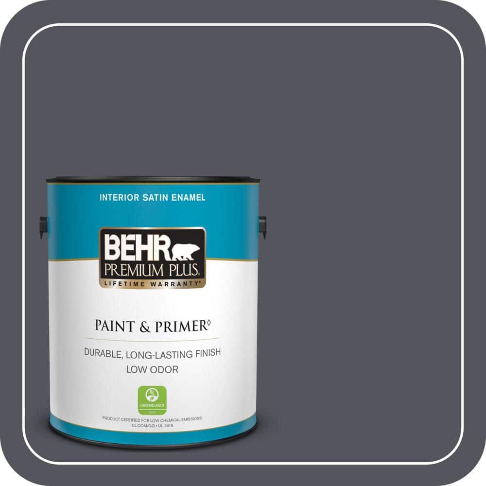 BEHR PREMIUM PLUS 1 gal. #N540-7 Coal Mine Satin Enamel Low Odor ...