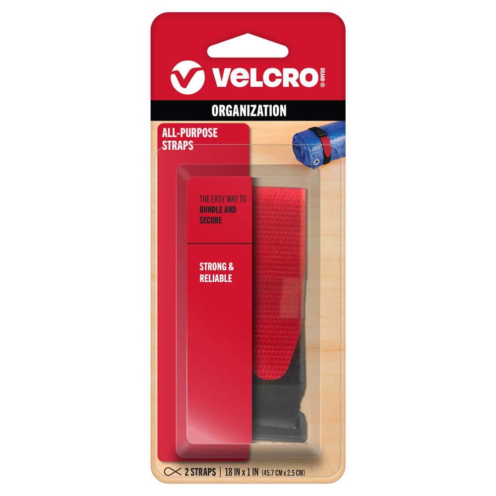 VELCRO 18 in. x 1 in. Hook and Loop All Purpose Strap, Black 90107 ...