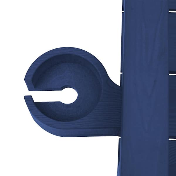 LUE BONA Navy Blue 2-Person Plastic Outdoor Bench with Cup Holder All ...