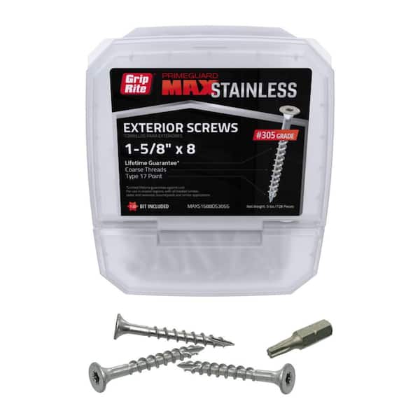 #8 x 1-5/8 in. 305 stainless Steel Star Drive Coarse Thread Deck Screws ...