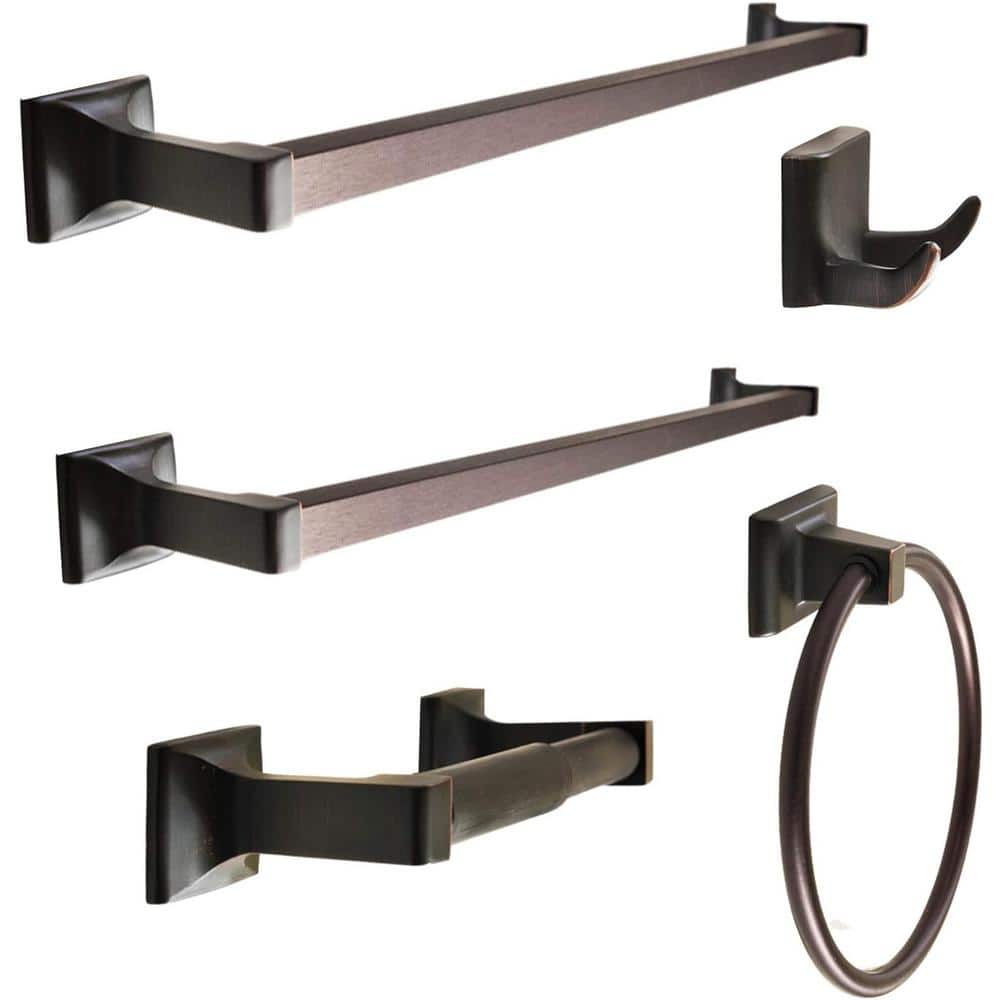 PRIMEPLUS Rectangular 5 -Piece Bath Hardware Set with Mounting Hardware ...