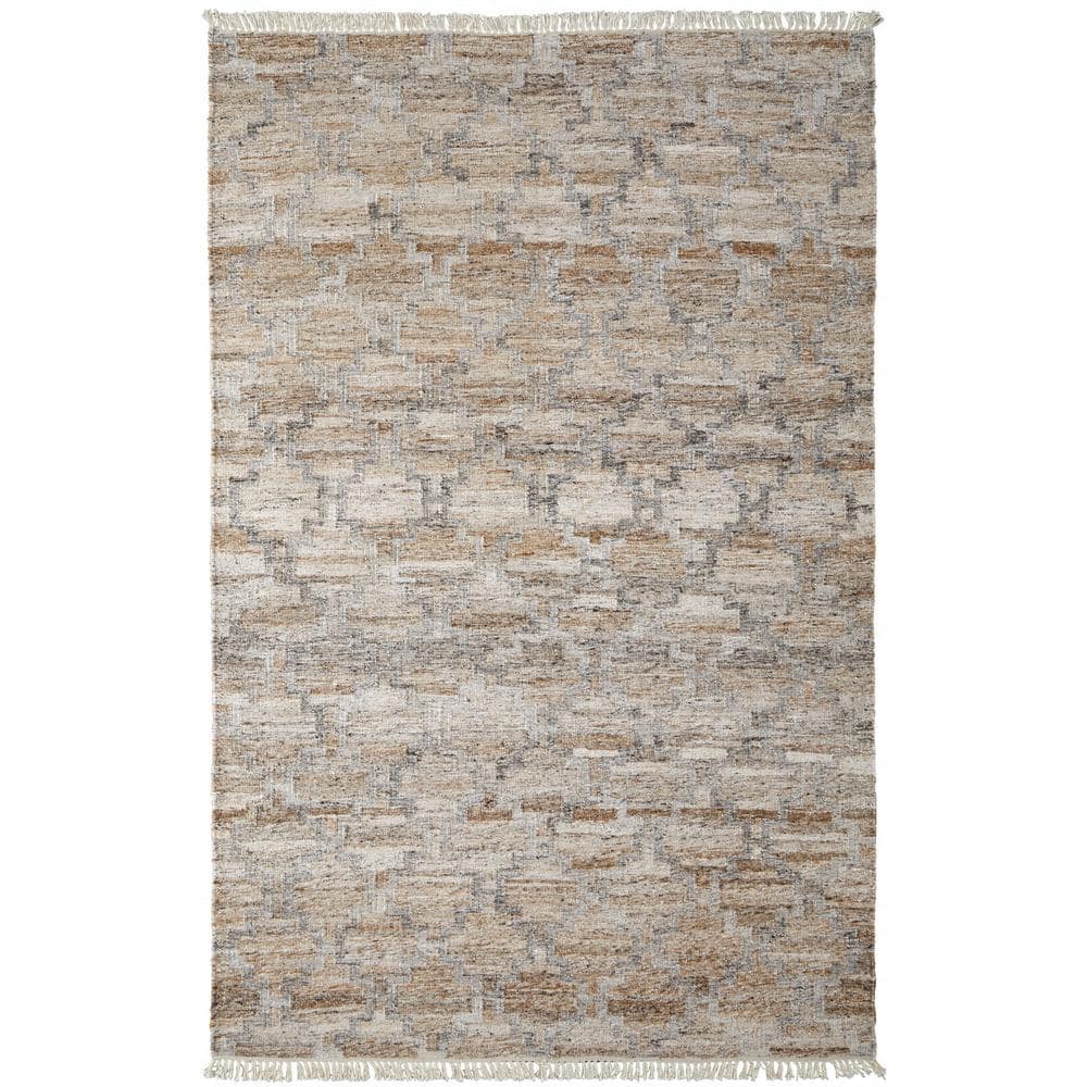 HomeRoots Tan and Gray Geometric 9 ft. x 12 ft. Area Rug 2000512437 ...