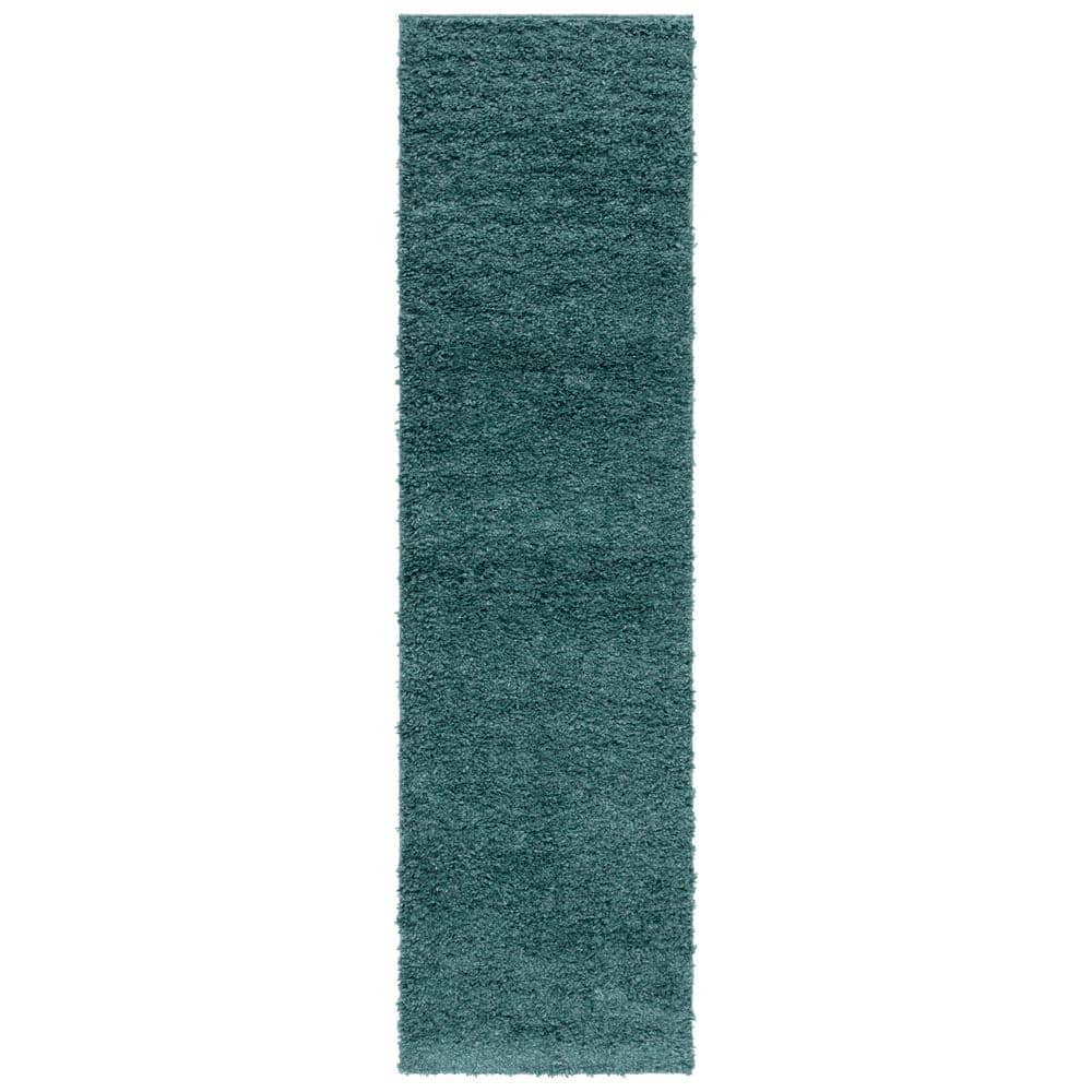 SAFAVIEH August Shag Green 2 ft. x 8 ft. Solid Runner Rug AUG900Y-28 ...