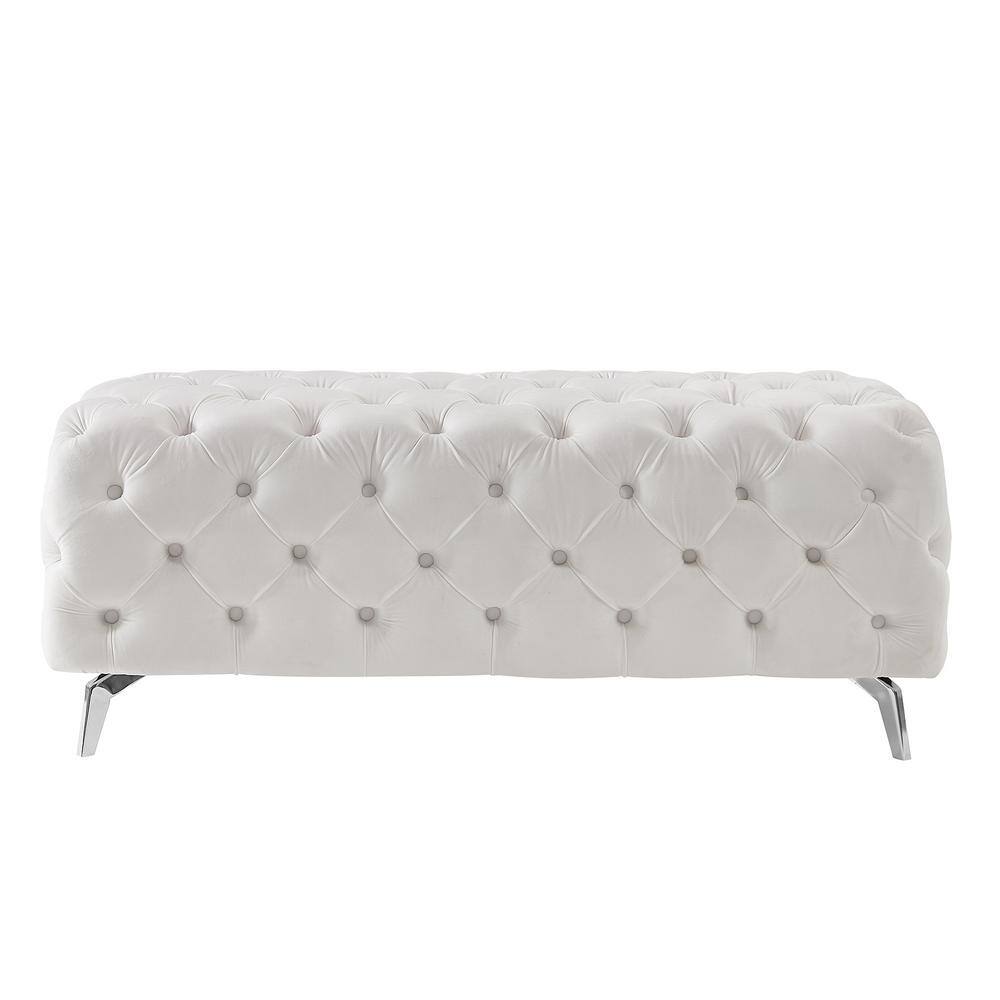 White Modern Tide Bench with Tufted 18.89 in. H x 51.18 in. W x 19.68 ...