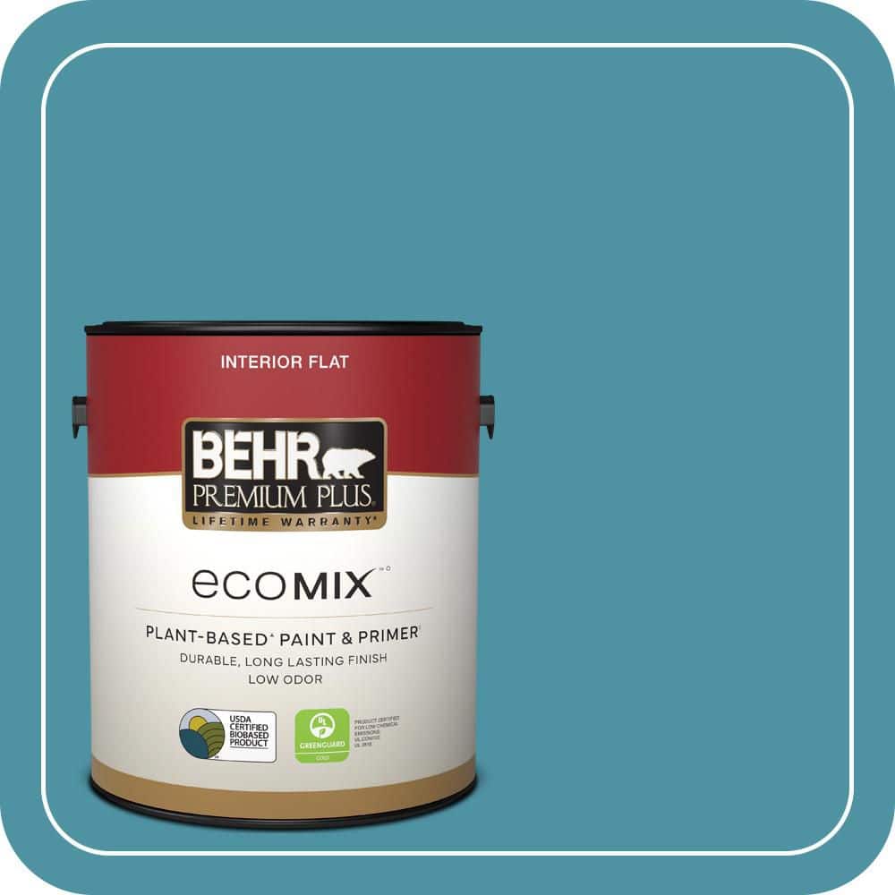 BEHR PREMIUM PLUS 1 gal. #530D-6 Teal Bayou Flat EcoMix Plant-Based ...