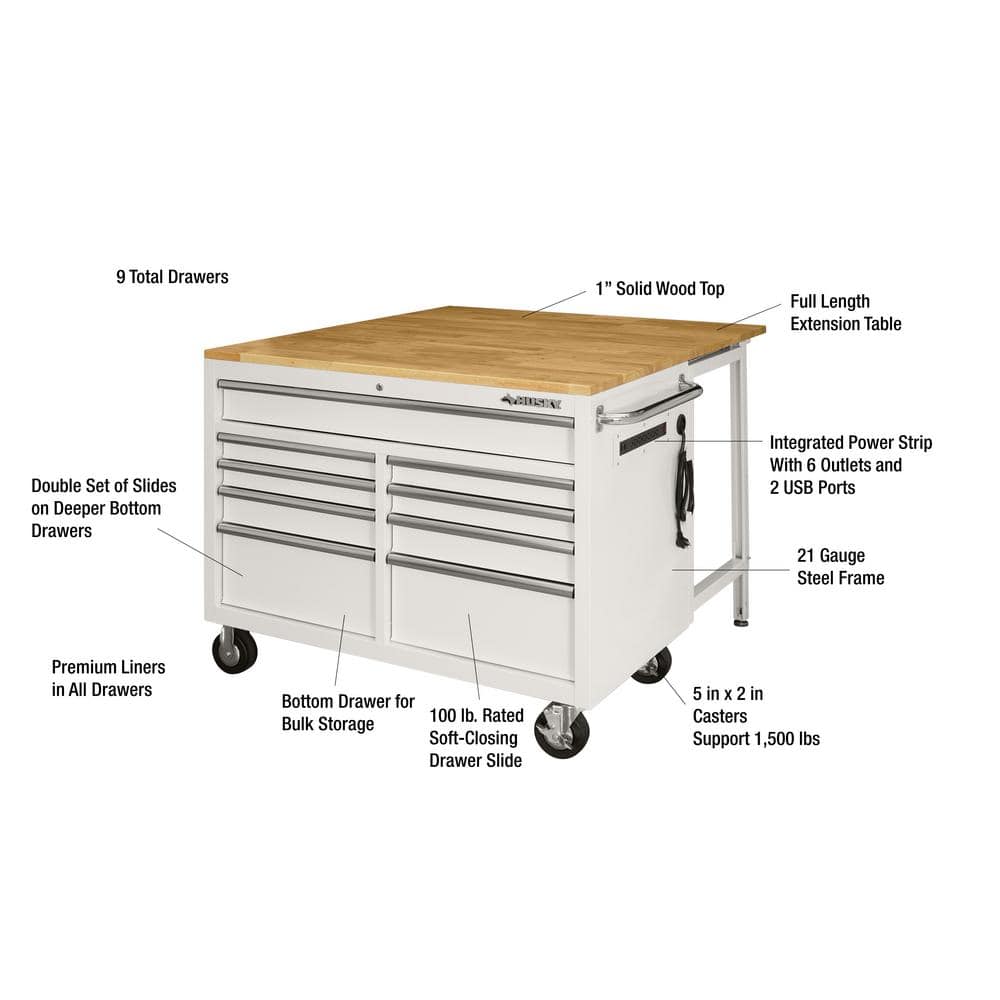 Buy 46 in. W x 51 in. D Standard Duty 9-Drawer Mobile Workbench with ...