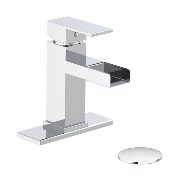 PRIVATE BRAND UNBRANDED Single-Handle Single-Hole Bathroom Waterfall ...