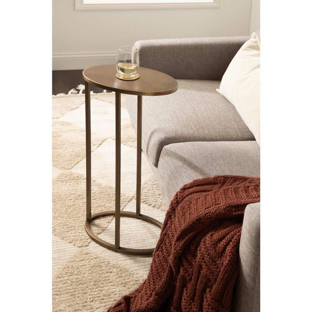 Kate and Laurel Natalli 14 in. Gold Oval Metal C Shaped End Table ...