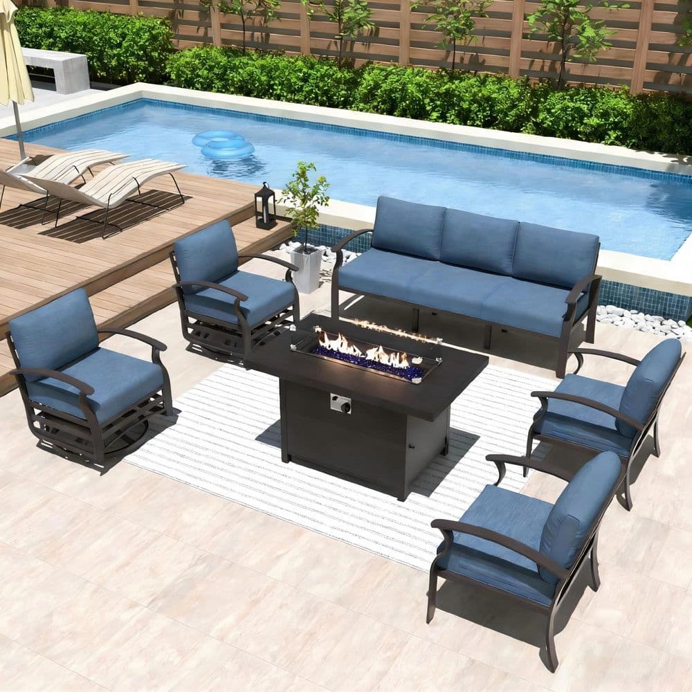 Reviews for Halmuz 6-Piece Aluminum Patio Conversation Set with armrest ...