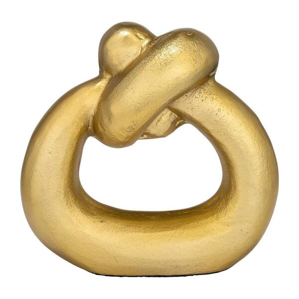 Liv & Skye 9 in. x 9 in. Gold Metal Broad Abstract Knot Ring Sculpture ...