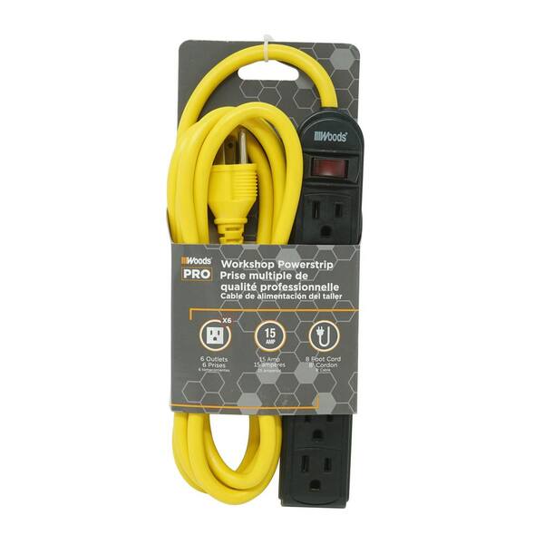 Woods 8 ft. 6-Outlet Workshop Power Strip 4666 - The Home Depot