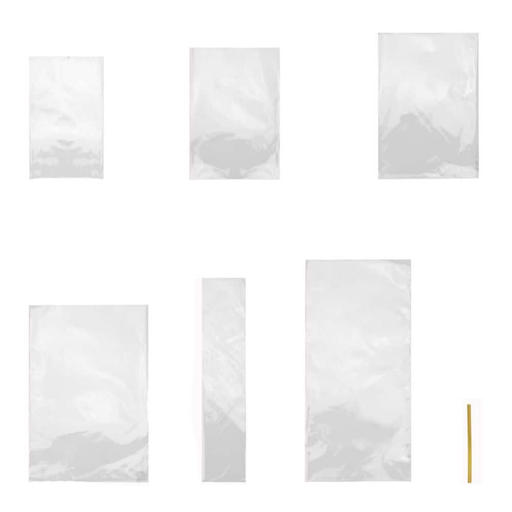 N/A Clear Flat Cellophane Treat Bags with Ties Multi Sizes for Bakery ...