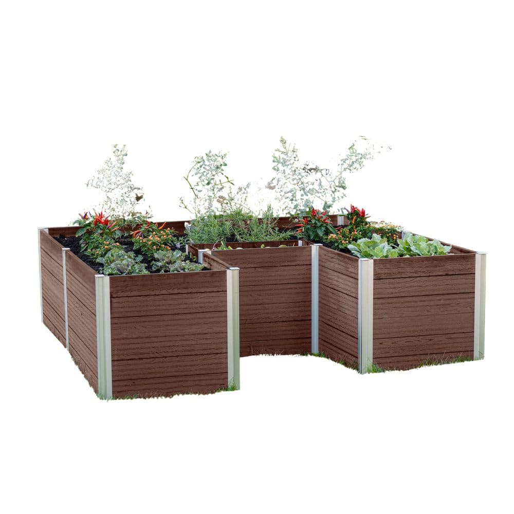 VITA Urbana 6'L x 6'W x 22"H Vinyl Keyhole Composting Garden, Espresso ...