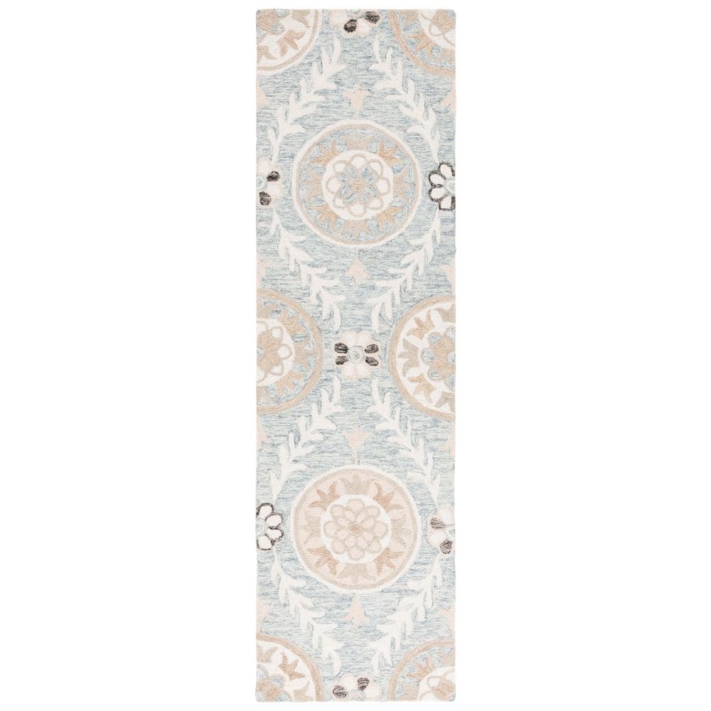 SAFAVIEH Jardin 2 ft. x 8 ft. Light Gray/Ivory Geometric Abstract ...