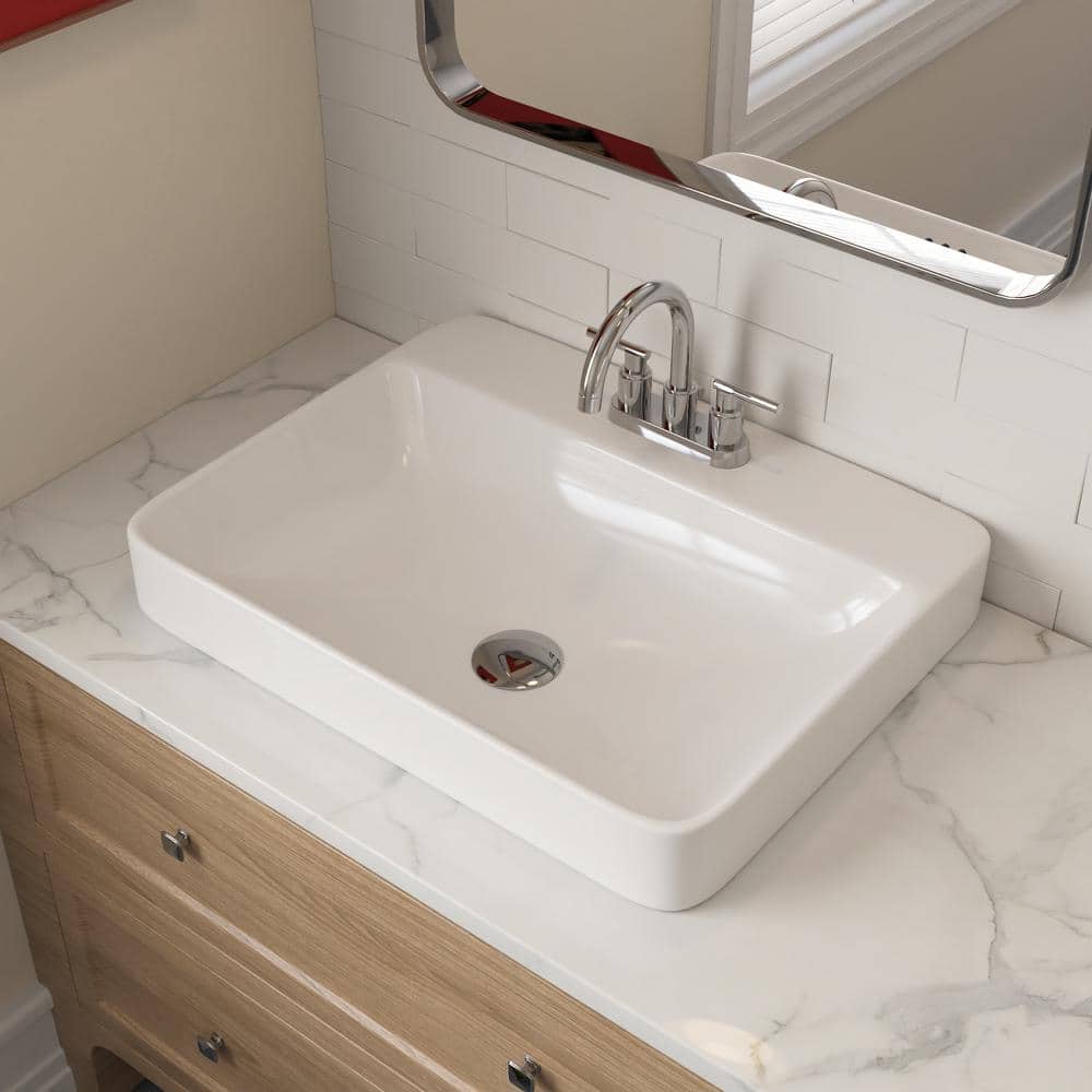 DEERVALLEY 23.8 in. L x 19 in. W Rectanglar Ceramic Bathroom Semi ...