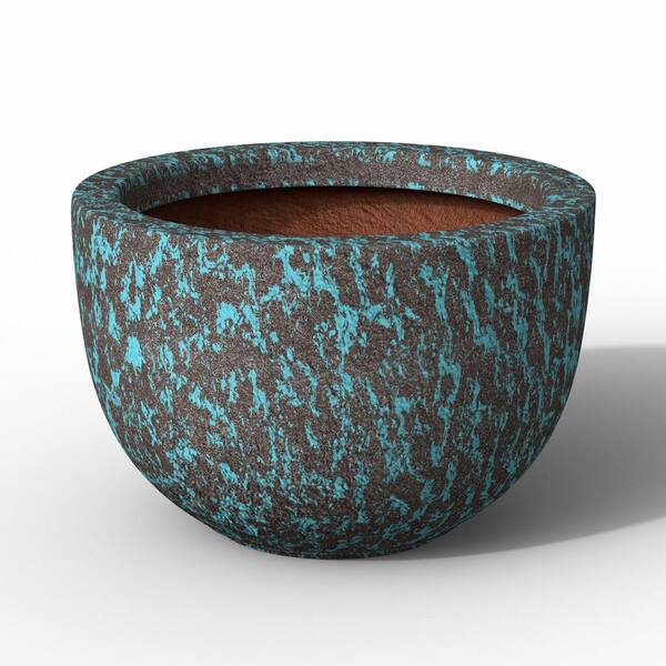 Morrava 17 in. Large Blue Patina (Enhanced Interior) Concrete Round ...