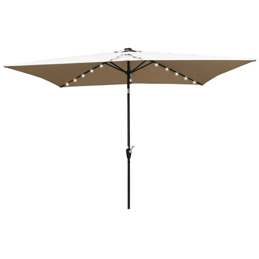 Otryad 10 ft. Rectangular Patio Umbrella, Patio Solar LED Lighted ...