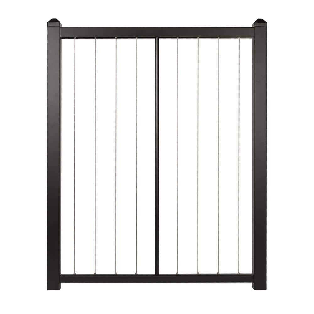 FORTRESS Fe26 Vertical Cable Rail 34.5-in x 34.5-in Black Sand Railing Gate 57534888 - The Home ...