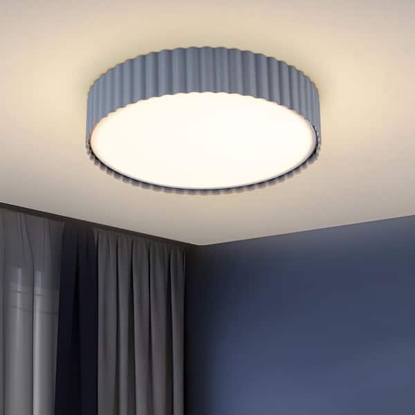TinHon 12 in. Modern Gray 5CCT Dimmable LED Flush Mount Ceiling Light ...
