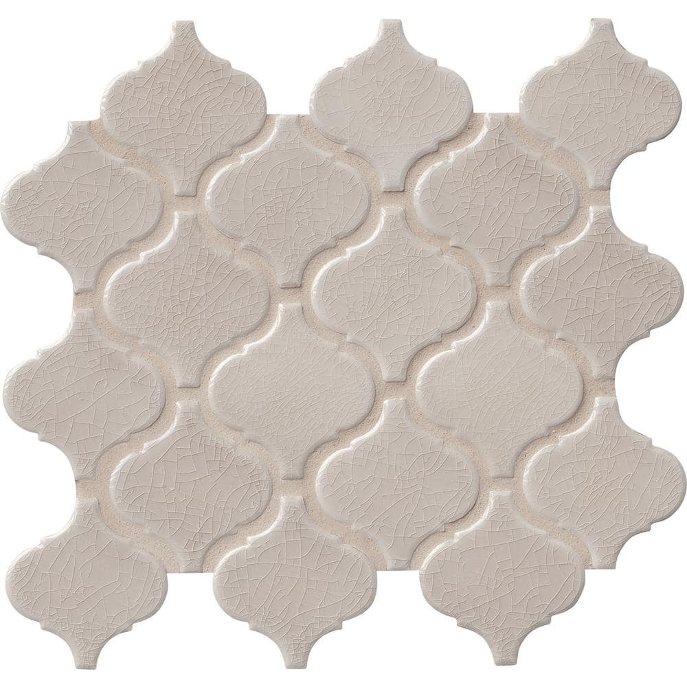 MSI Fog Arabesque 11.75 in. x 12.25 in. Glossy Porcelain Patterned Look ...