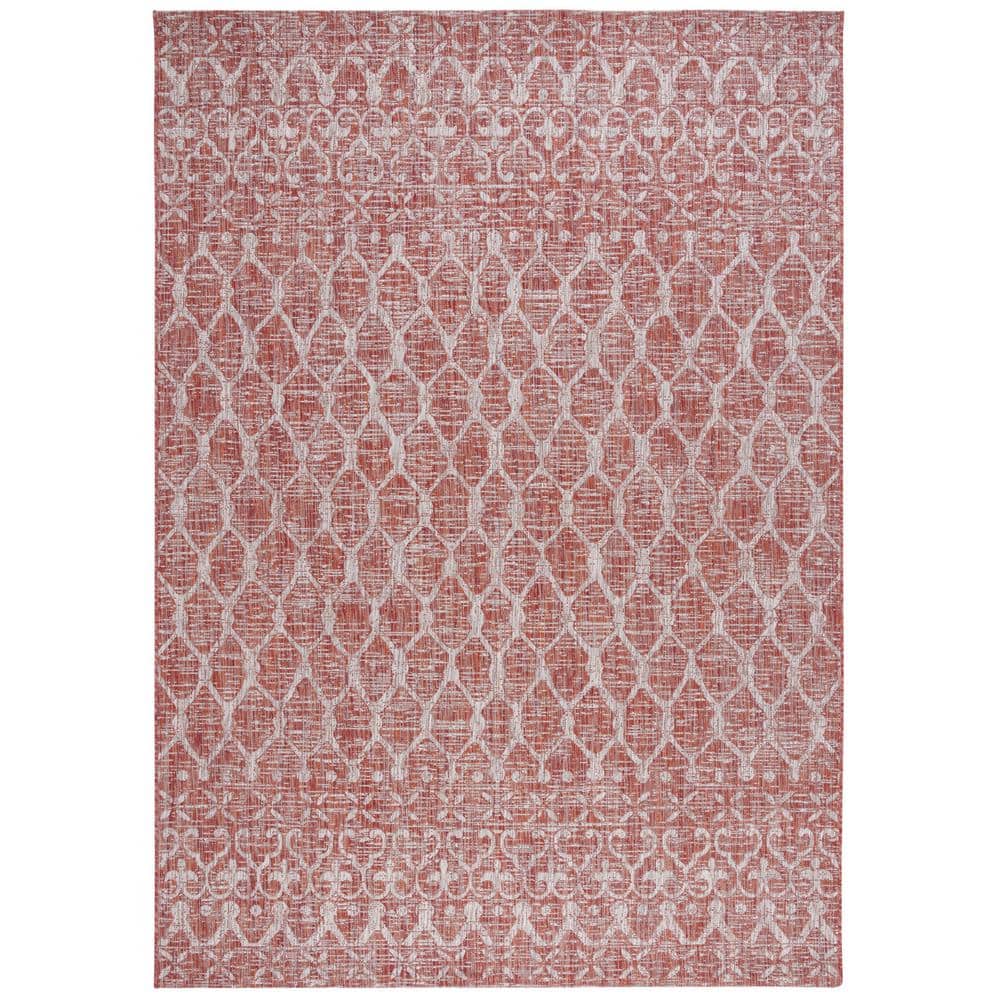 SAFAVIEH Courtyard Rust/Gray 8 ft. x 11 ft. Distressed Border Trellis ...