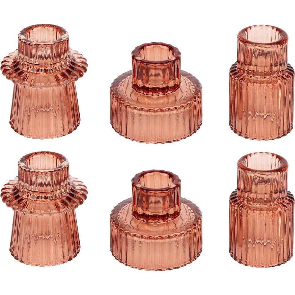 Light Yellow Glass Candle Holders 6-Pack YAX993 - The Home Depot