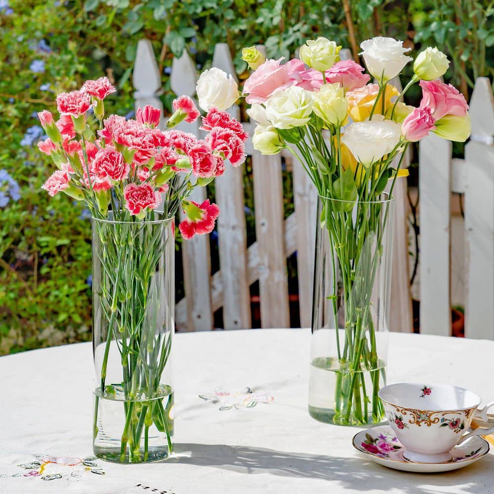 10 in. 7 Piece Clear Flower Glass Decorative Vase Tall Flower Vase for ...