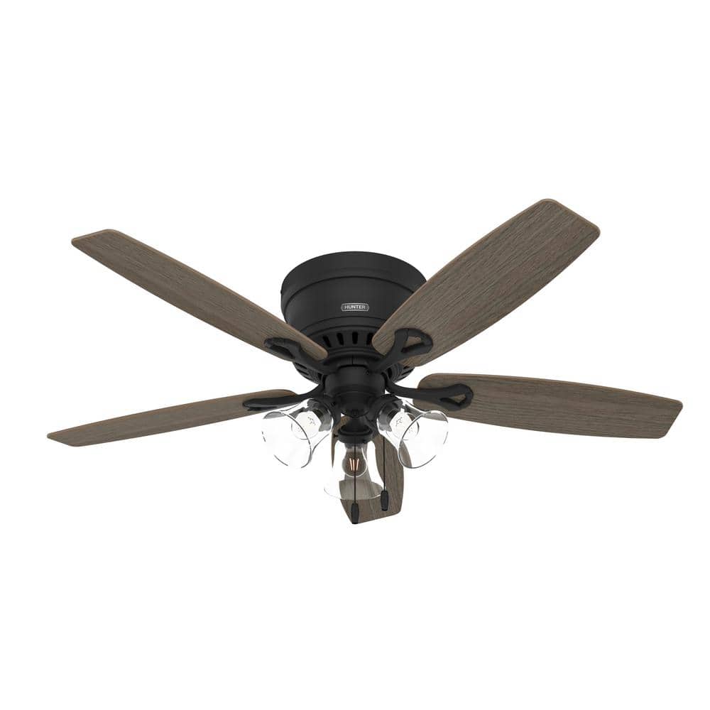 Hunter Oakhurst II 52 in. Indoor Matte Black Ceiling Fan with Light Kit ...