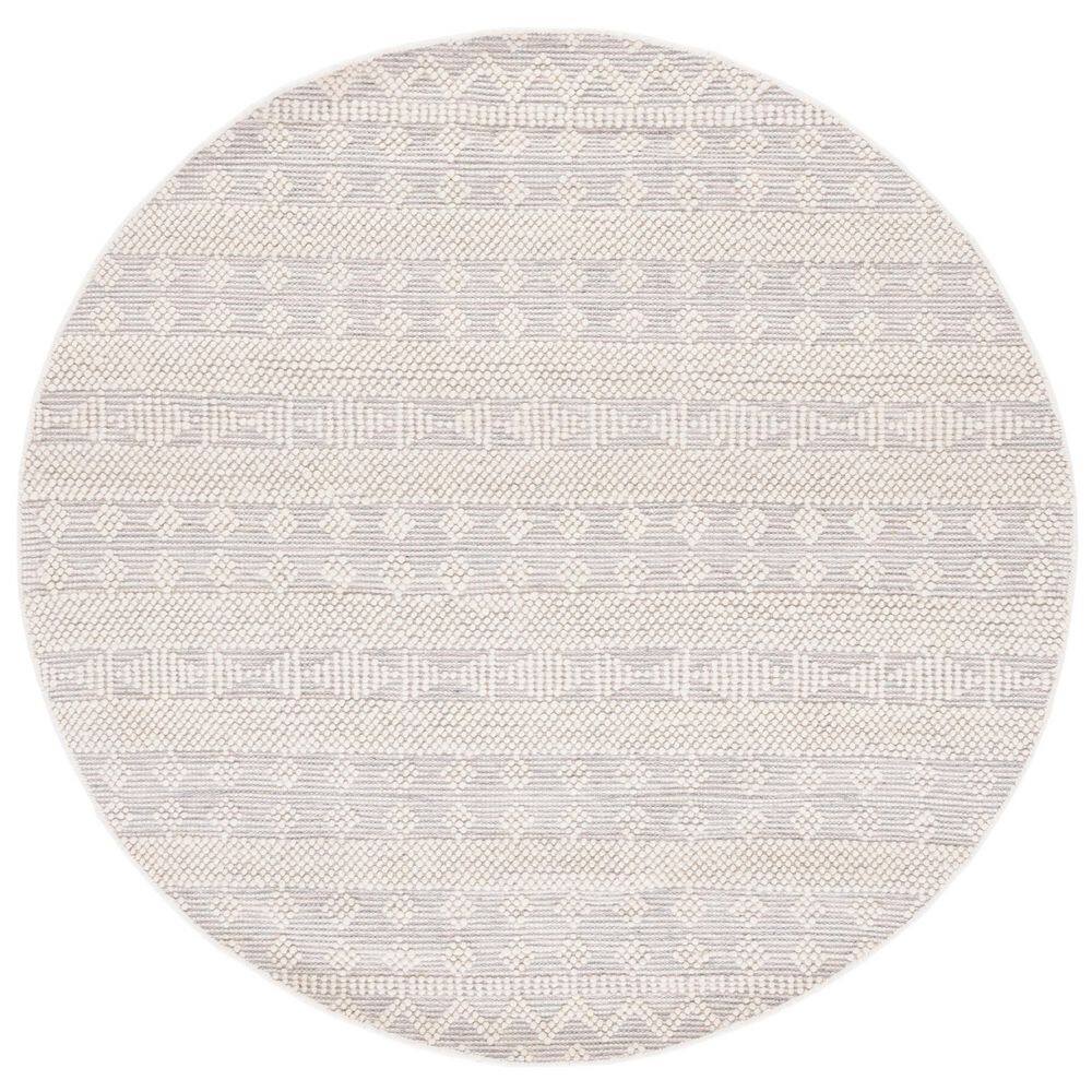 SAFAVIEH Natura 6 ft. x 6 ft. Ivory/Blue Fringe High-Low Diamond Round ...