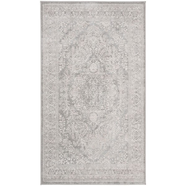 SAFAVIEH Reflection Light Gray/Cream 2 ft. x 4 ft. Border Area Rug ...