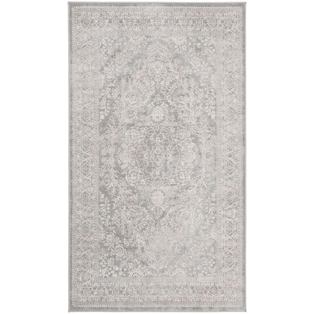 SAFAVIEH Reflection Light Gray/Cream 2 ft. x 3 ft. Border Area Rug ...