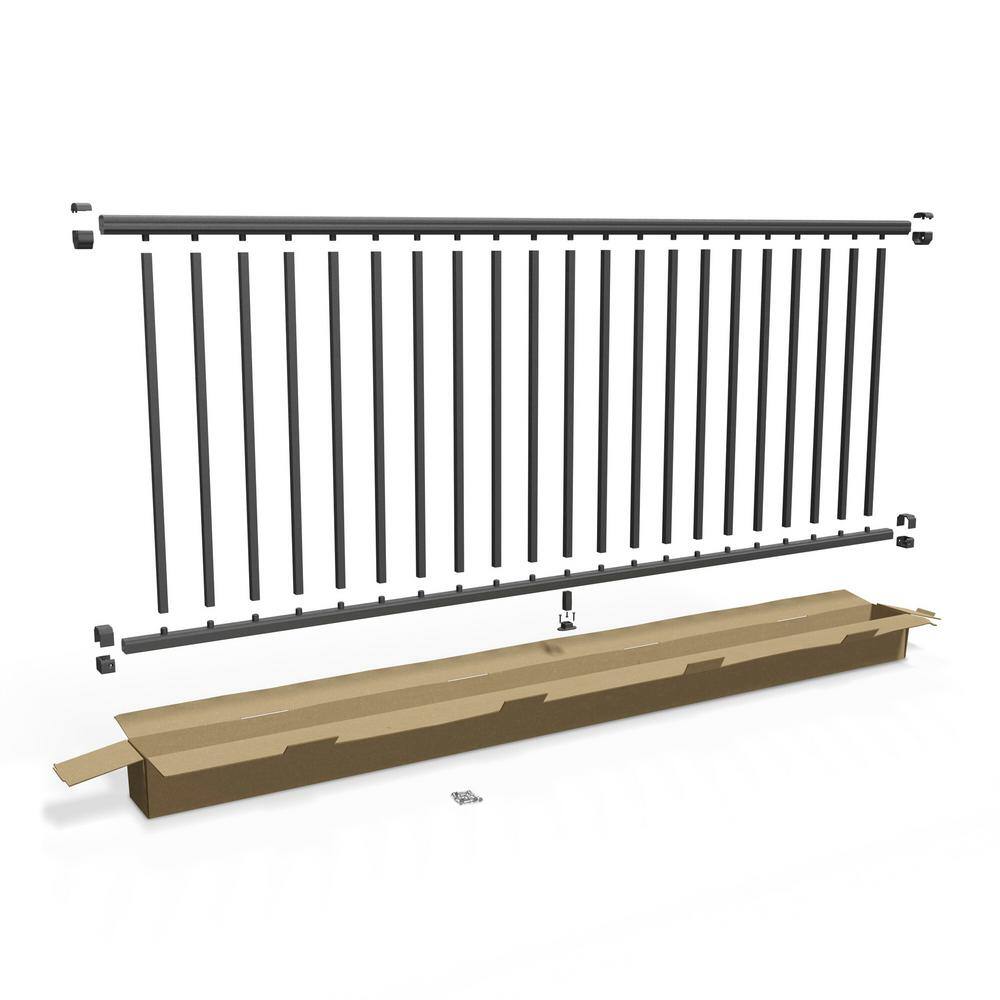 ULTRA MAX Adams 36 in. x 96 in. Textured Black Aluminum Railing Kit ...