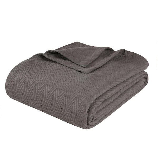HomeRoots Charcoal Chevron Cotton Throw Blanket 2000549257 - The Home Depot