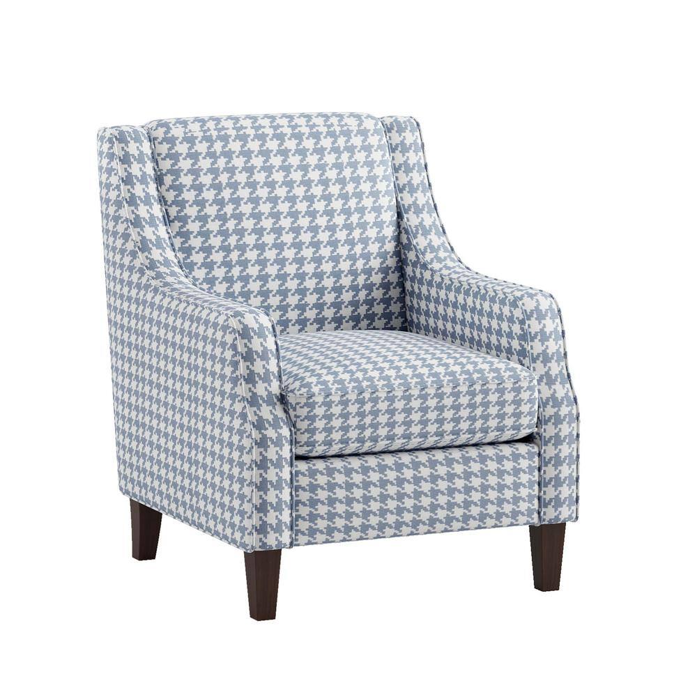 Lazzara Bonne Blue Houndstooth Print Upholstery Accent Chair 1110BU-1 ...