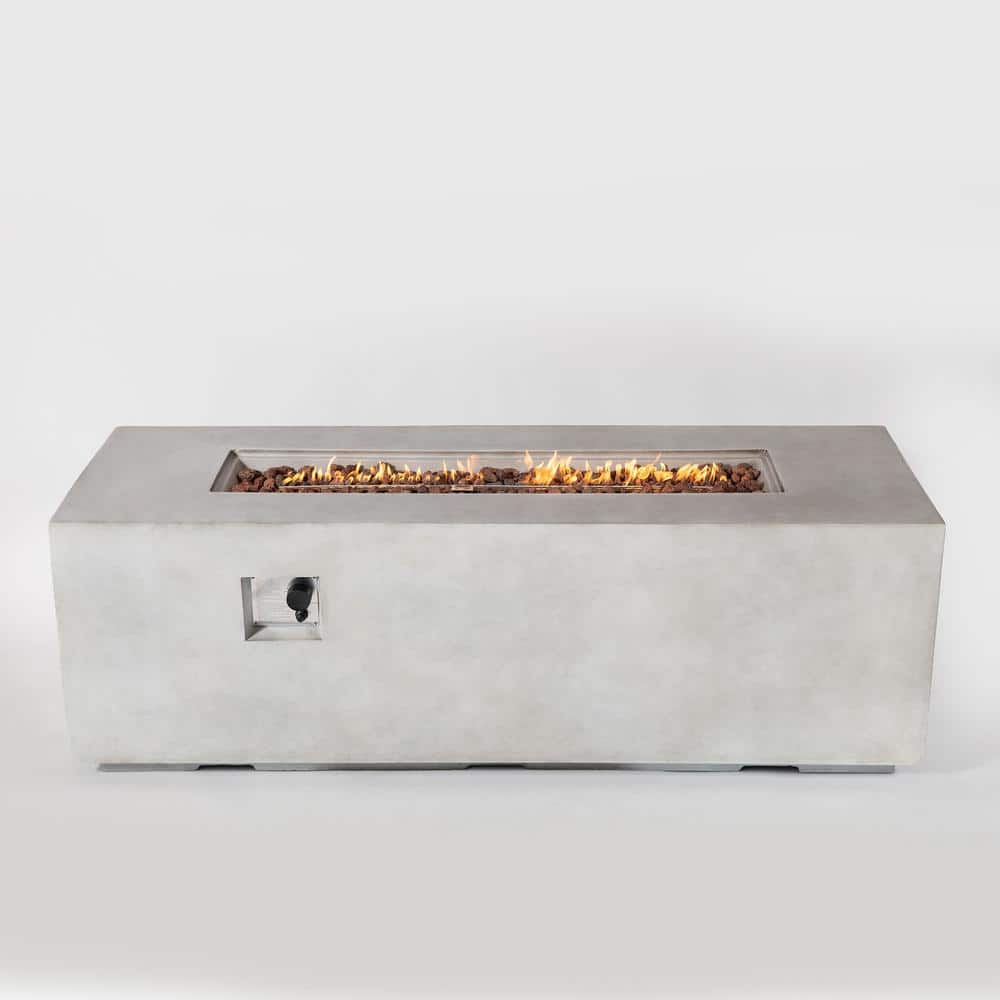 Mondawe 60000 BTU 70 in. Concrete Large Fire Pit Table Propane Gas Fire ...