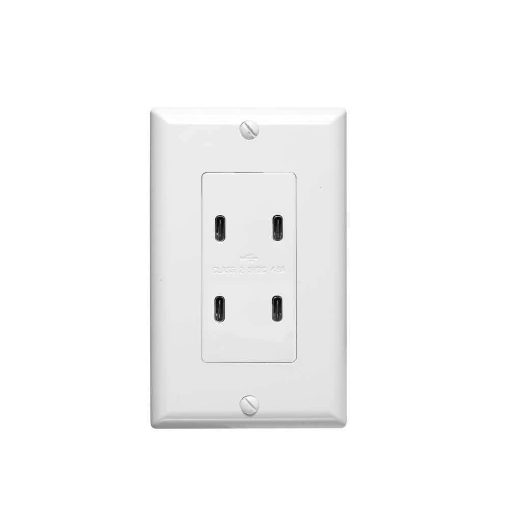 TruePower 4-Port USBC Charger, 4.8 Amp, 5V, Duplex Wall Outlet ...