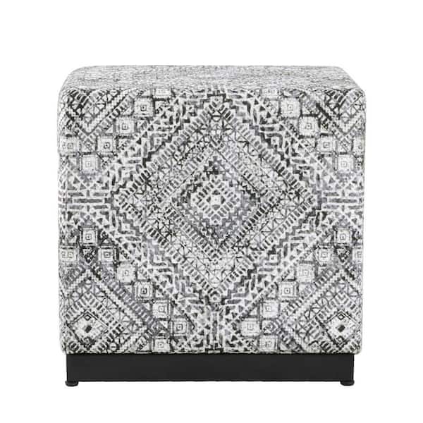 Homepop Cube Velvet Tribal Pattern Ottoman K8625-B307 - The Home Depot