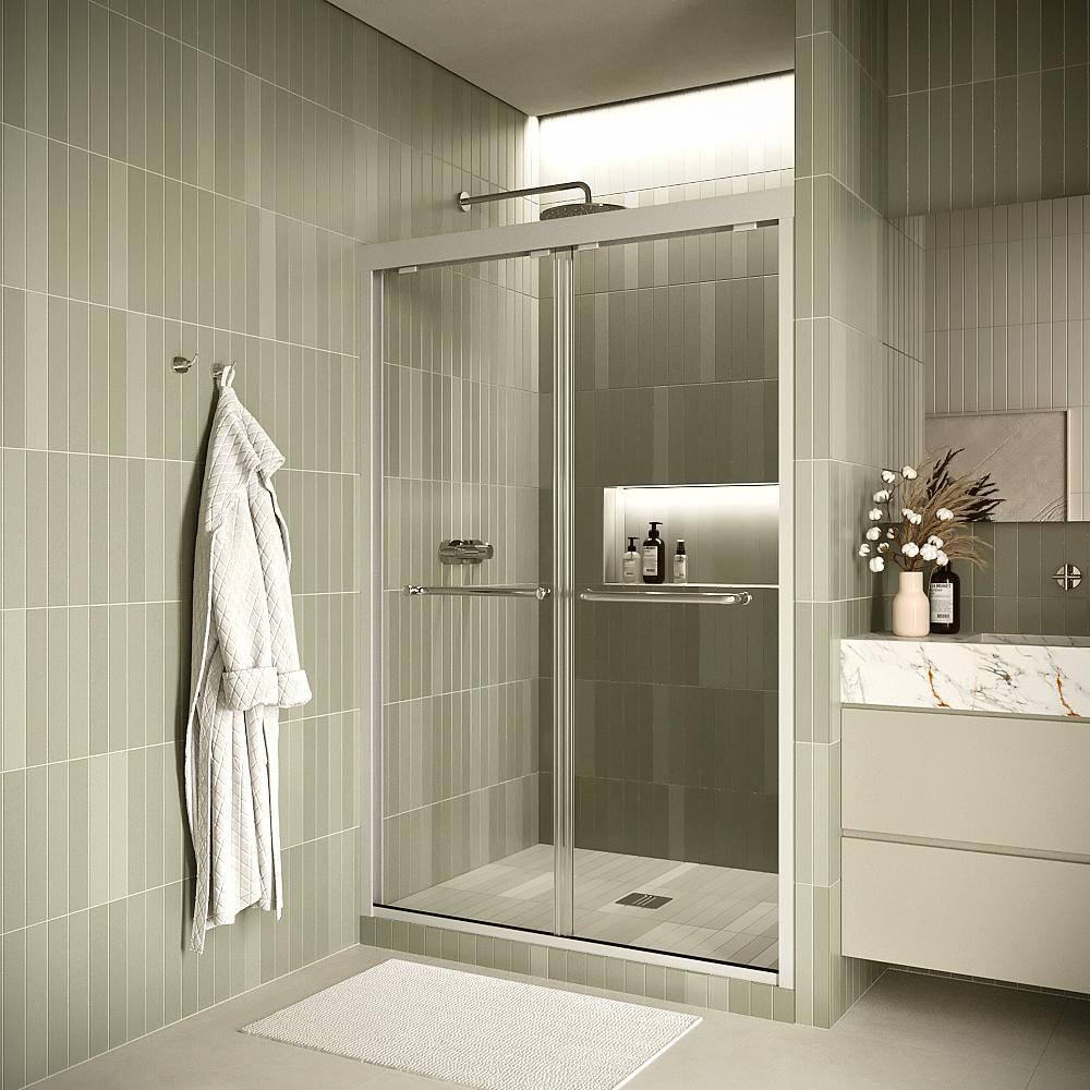 Streamline Lugano 48 in. W x 74 in. H Sliding Shower Door, CrystalTech ...