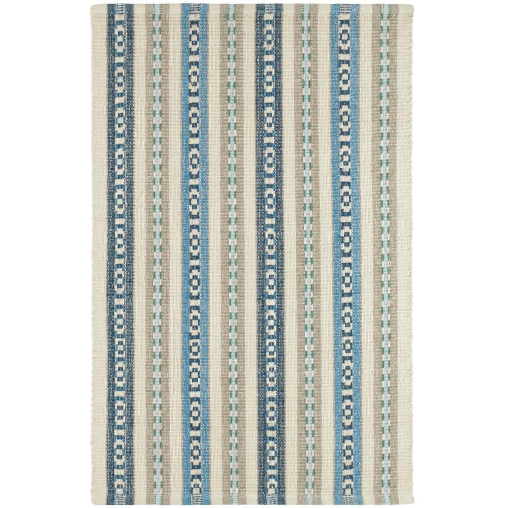 DASH & ALBERT 5 ft. x 8 ft. Indigo Long Slade Handwoven Cotton Indoor ...